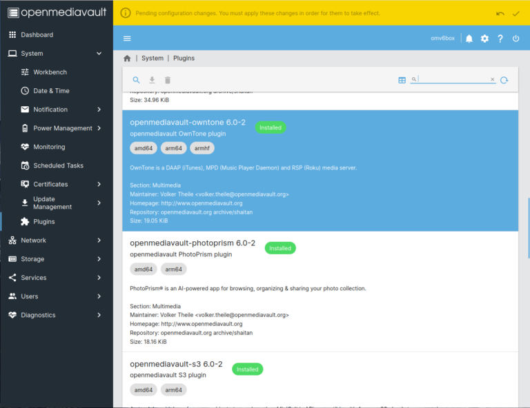 Screenshots | openmediavault